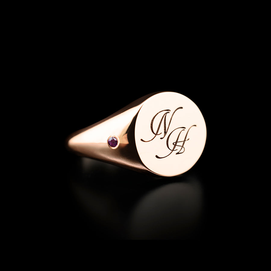 Round Initial Signet Ring – BrownHaus